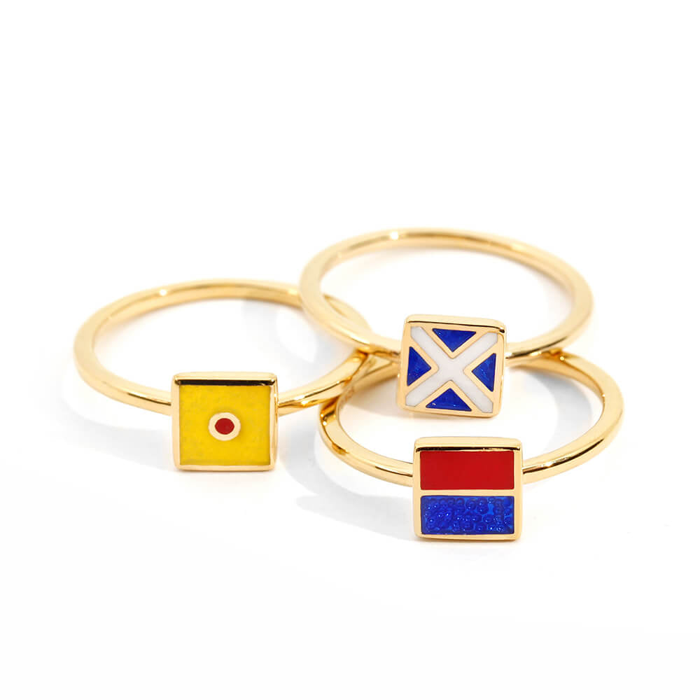 Nautical Flag 3 Ring Bundle – JET SET CANDY