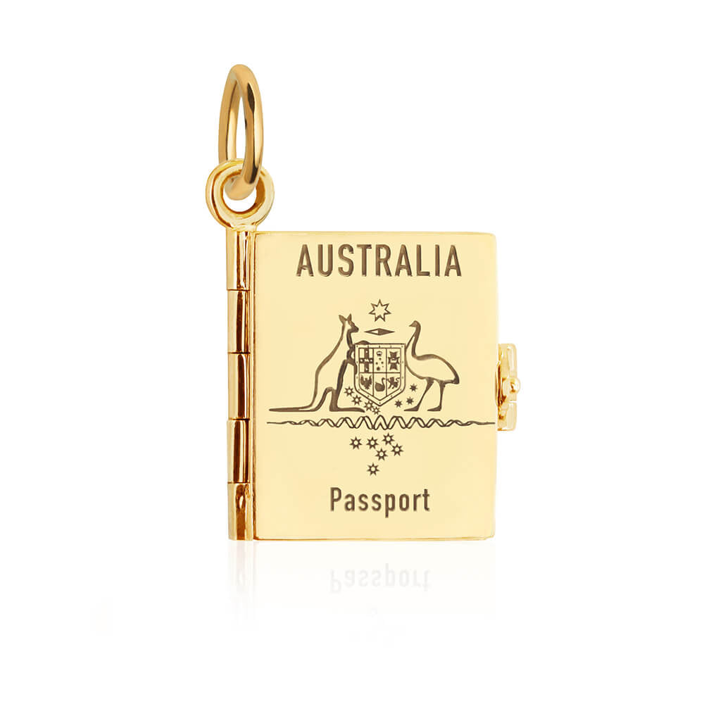 Australia Passport Book Charm | Gold Vermeil Travel Charm – JET SET CANDY
