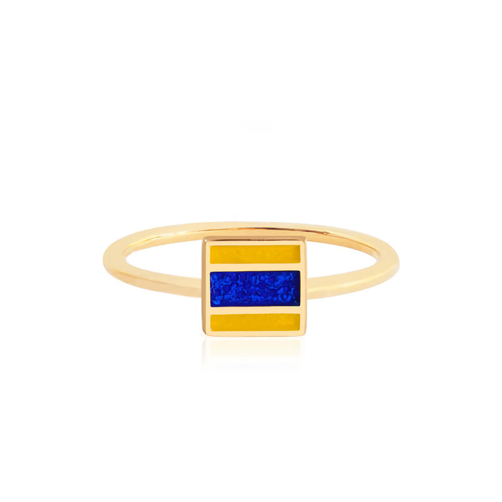 Letter D, Nautical Flag Solid Gold Mini Ring – JET SET CANDY