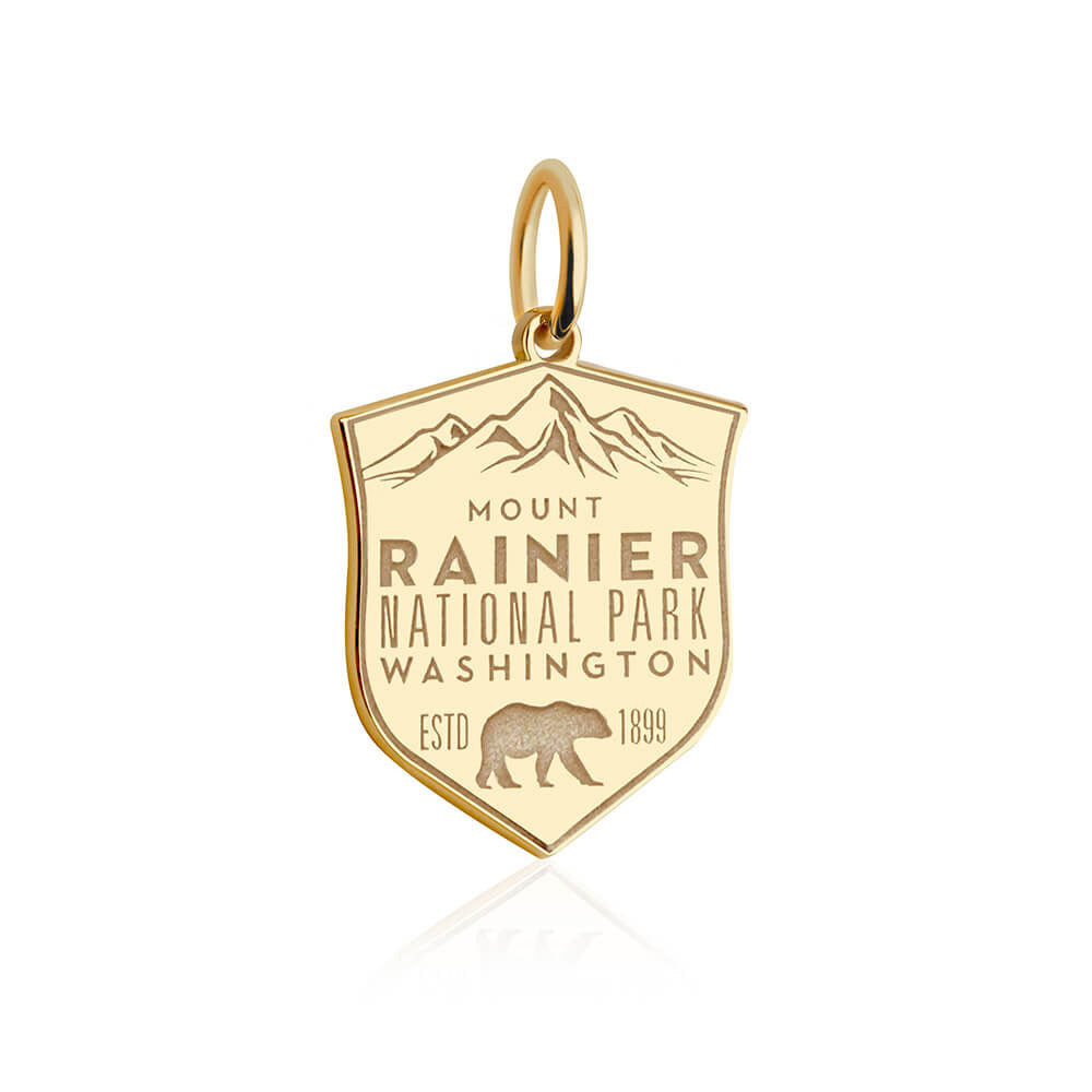 Mount Rainier National Park Charm Memorabilia | Gold Vermeil Souvenir ...