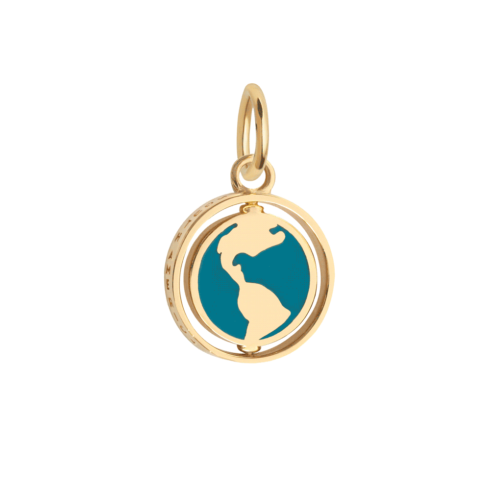 South America Travel Charm | Teal-Turquoise Enamel Spinner Charm | Gold ...