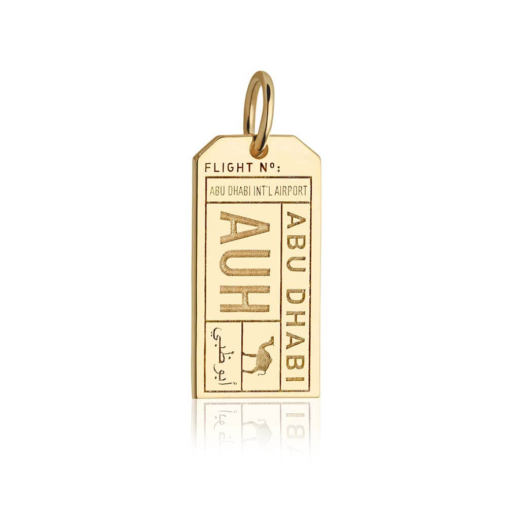Abu Dhabi, UAE | AUH Airport Luggage Tag Charm | Gold Vermeil UAE ...