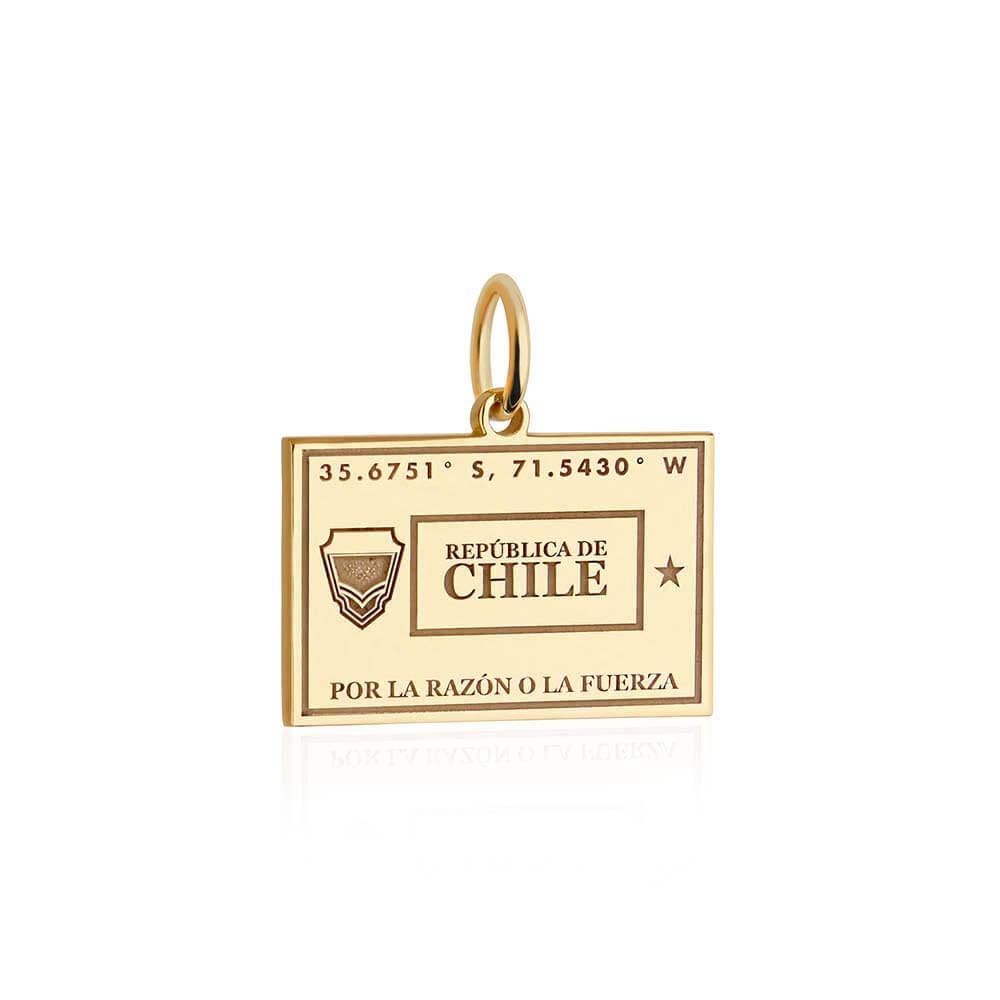 Chile Passport Stamp Charm Solid Gold – JET SET CANDY