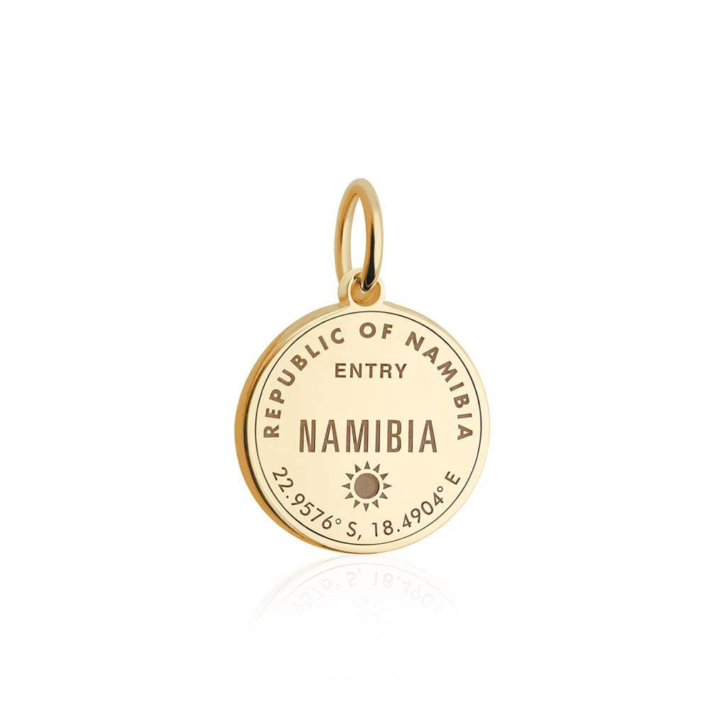 Namibia Passport Stamp Charm Solid Gold – JET SET CANDY