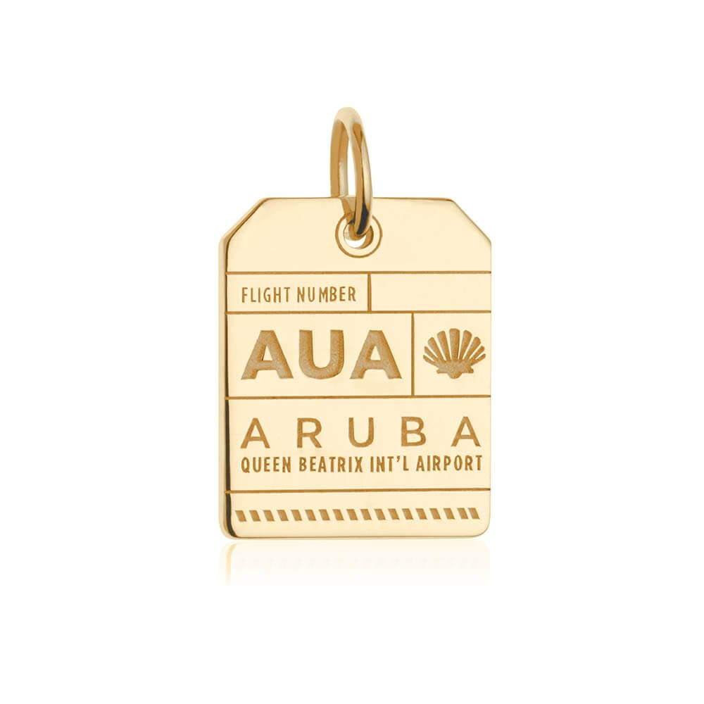Aruba Caribbean AUA Luggage Tag Charm Gold – JET SET CANDY