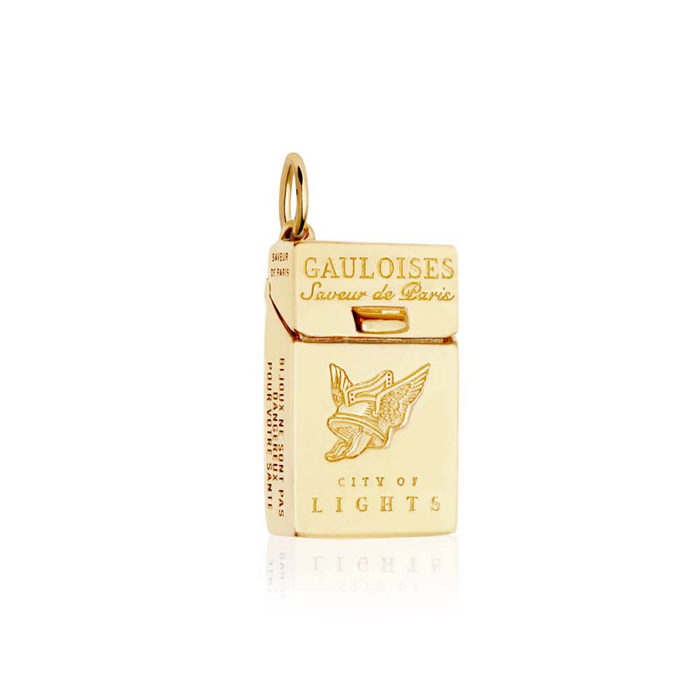 French Cigarette Charm | 14K Solid Gold Charm | Two Tone Gold – JET SET ...
