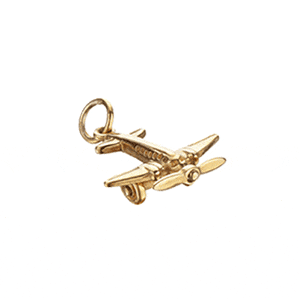 Propeller Airplane Charm | Gold Vermeil Propeller Airplane Pendant ...