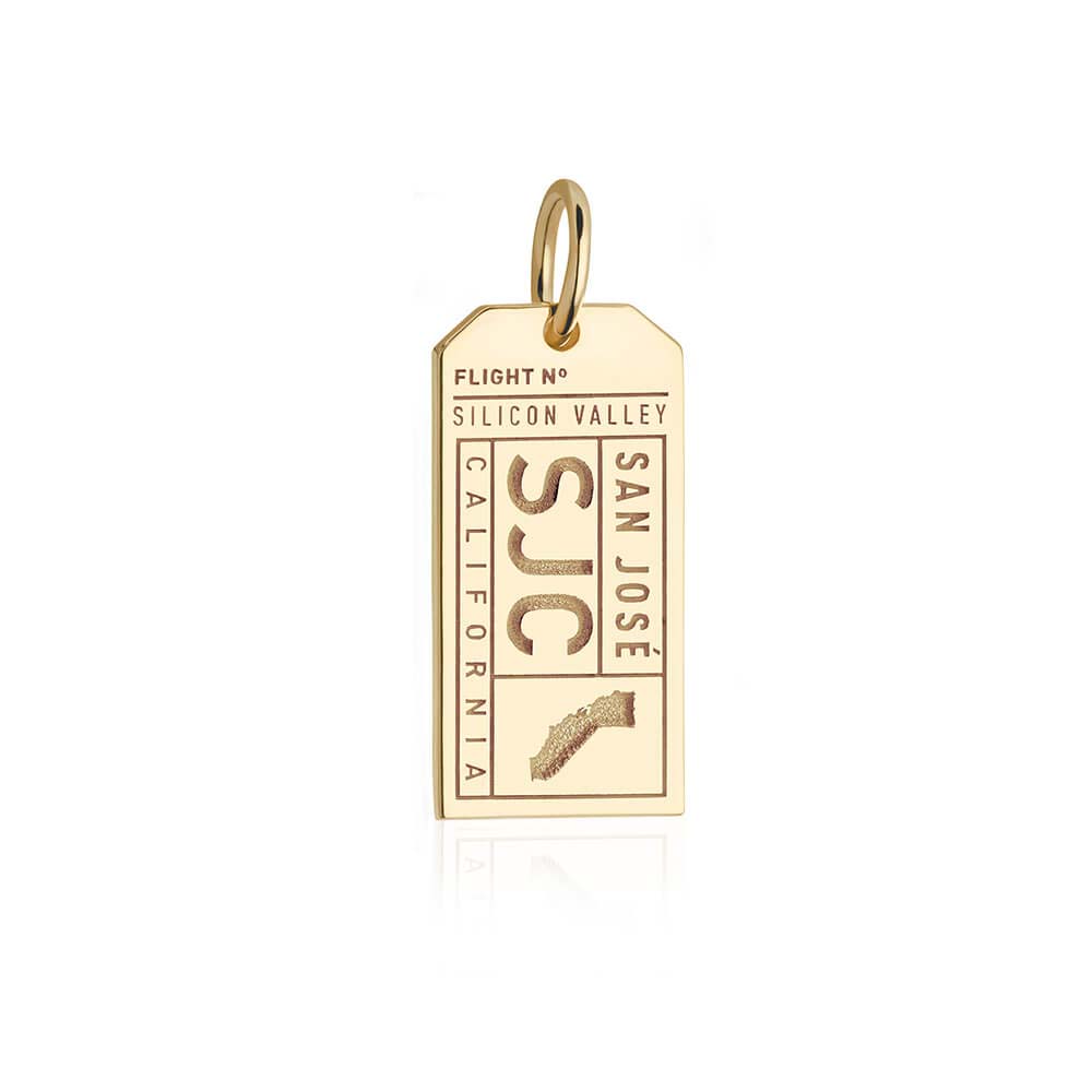 San Jose, CA | SJC Airport Luggage Tag Charm | 14K Solid Gold USA ...