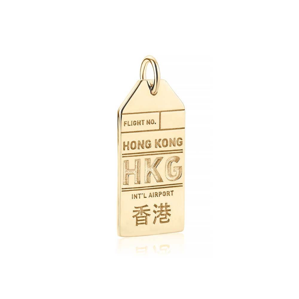 Hong Kong, China | HKG Airport Luggage Tag Charm | Gold Vermeil Chinese ...