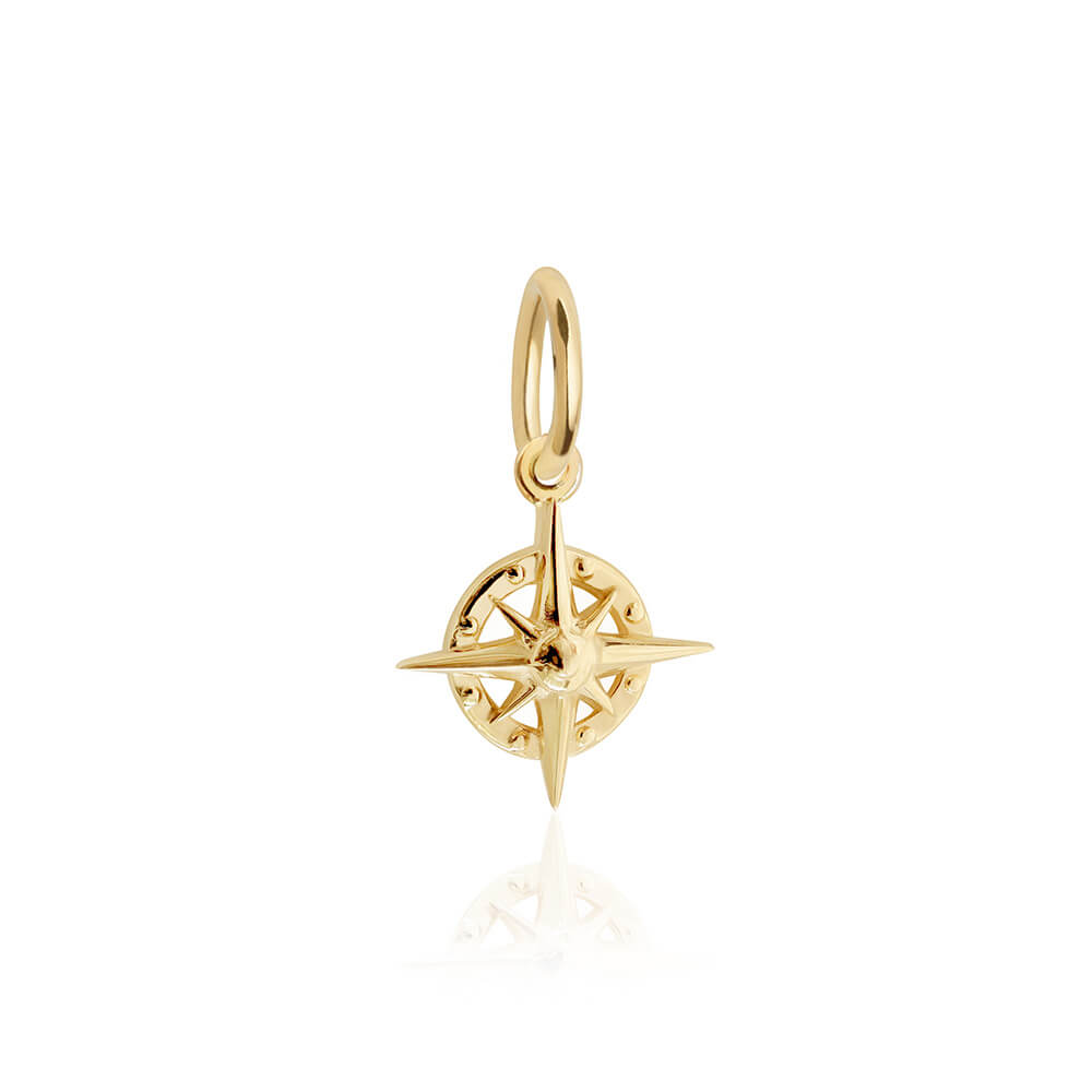 Compass Charm, Solid Gold Mini – JET SET CANDY